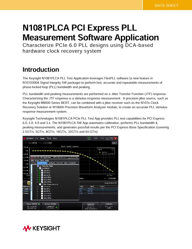 N1081PLCA PCI Express PLL Measurement Software Application PDF Asset Page | Keysight